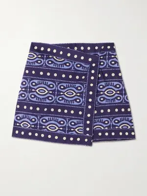 Johanna Ortiz Hunting Roots Printed Cotton Mini Wrap Skirt