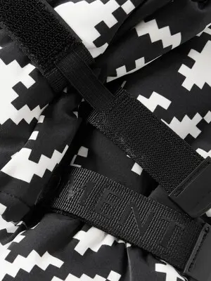 Perfect Moment Two-tone Printed Padded Shell And Leather Mittens