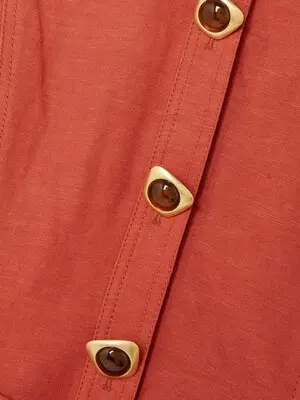 Aje Belted Embellished Linen-blend Maxi Shirt Dress