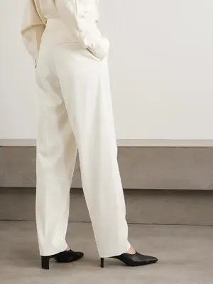 JOSEPH Aix Satin-trimmed Crepe Tapered Pants