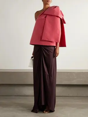 Bernadette Winnie One-shoulder Taffeta Top With Bow Detail - Pink