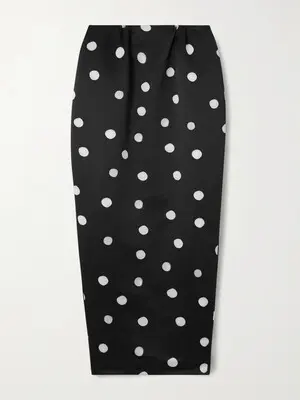 Bernadette Damian Polka-dot Duchesse-satin Maxi Skirt - Black