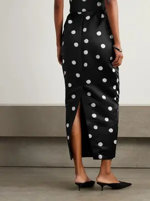 Bernadette Damian Polka-dot Duchesse-satin Maxi Skirt - Black