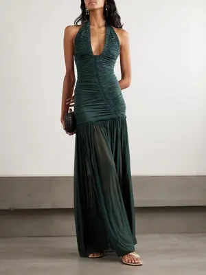 Christopher Esber Orion Open-back Ruched Jersey Gown - Green