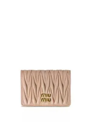 Miu Miu Logo-plaque Matelassé-effect Wallet - Pink