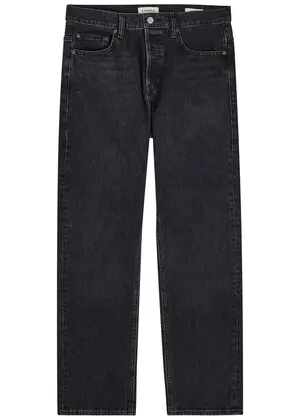 FRAME Straight-leg Faded Denim Jeans - Black