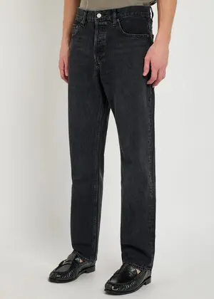 FRAME Straight-leg Faded Denim Jeans - Black