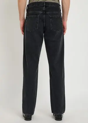 FRAME Straight-leg Faded Denim Jeans - Black