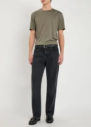 FRAME Straight-leg Faded Denim Jeans - Black