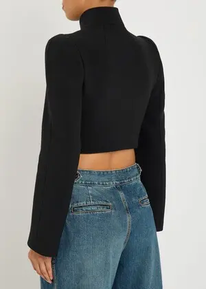 Alaïa Funnel-neck Cavalry Twill Cropped Jacket