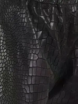 ENES Croc-embossed Flare Trousers - Black