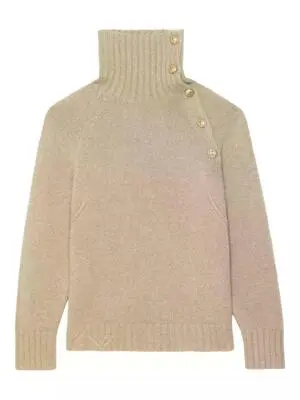 Zadig&Voltaire Moro Button Roll-neck Sweater - Neutrals