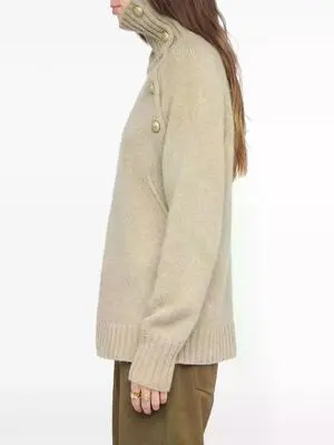 Zadig&Voltaire Moro Button Roll-neck Sweater - Neutrals
