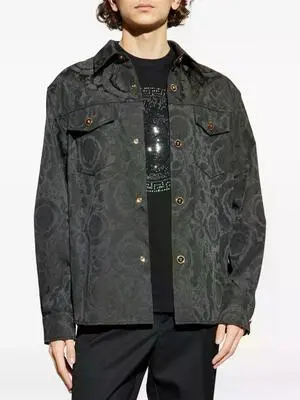 Versace Barocco-print Buttoned Overshirt - Grey