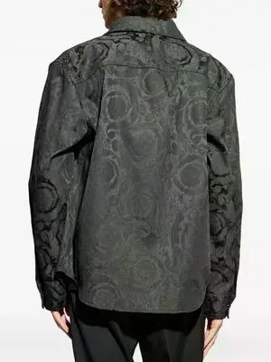Versace Barocco-print Buttoned Overshirt - Grey