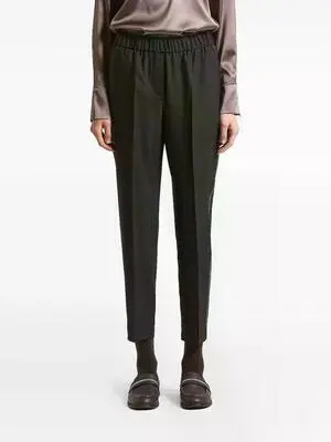 Peserico Elastic-waistband Check Trousers - Brown
