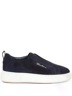 Santoni Suede Slip-on Sneakers - Blue