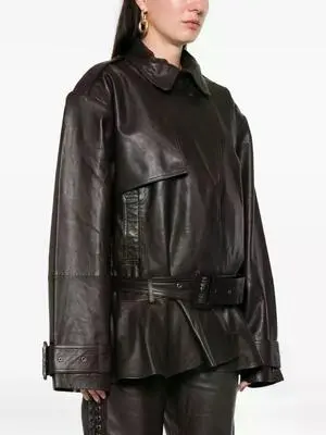 ROTATE BY BIRGER CHRISTENSEN Leather Jacket - Brown