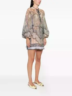 Zimmermann Wanderlust Tie-neck Mini Dress
