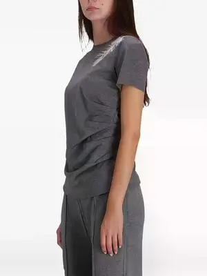 BOSS Feather-print Ruched T-shirt