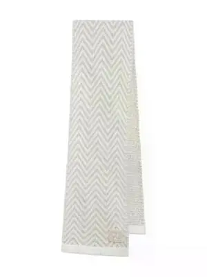 Fendi Chevron Logo-embroidery Scarf - Neutrals