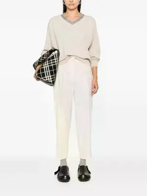 Brunello Cucinelli Monili-detail Corduroy Trousers - Neutrals