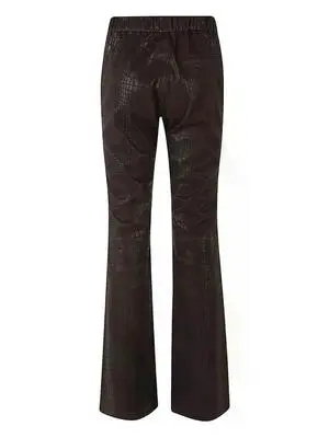 ENES Croc-embossed Flare Trousers - Brown