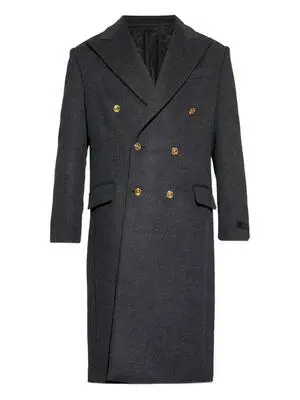 Versace Double-breasted Wool Coat With Medusa Buttons - Grey