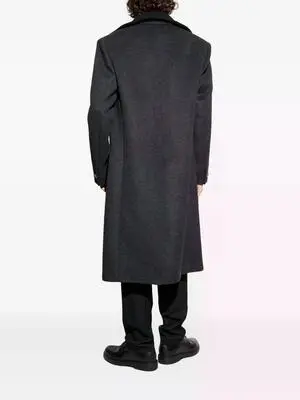 Versace Double-breasted Wool Coat With Medusa Buttons - Grey