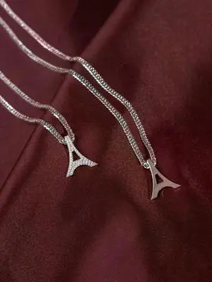 Manière De Voir Sterling Iced Eiffel Pendant Necklace