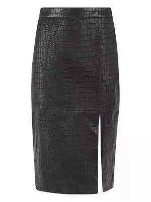 ENES Crocodile-effect Slit Midi Skirt