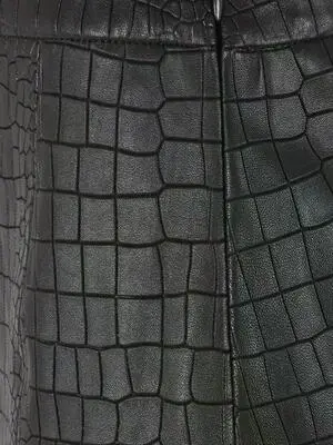 ENES Crocodile-effect Slit Midi Skirt