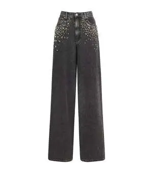 Rag & Bone Embellished Sofie Wide-leg Jeans