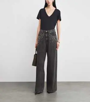 Rag & Bone Embellished Sofie Wide-leg Jeans