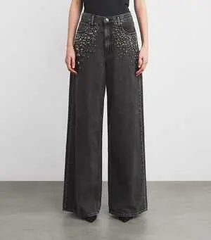 Rag & Bone Embellished Sofie Wide-leg Jeans