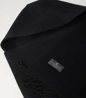Brunello Cucinelli Wool-cashmere Hood-detail Scarf - Black