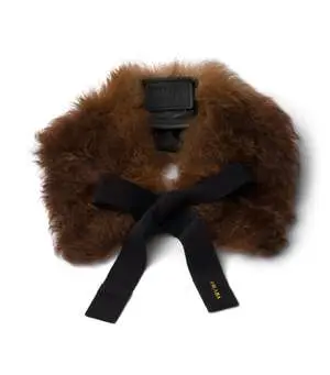 Prada Shearling Collar With Logo - Brown