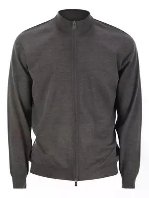 Fedeli Open Knit Zip Cardigan - Grey