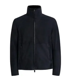 Emporio Armani Suede Funnel-neck Sweatshirt - Blue