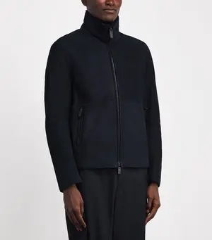 Emporio Armani Suede Funnel-neck Sweatshirt