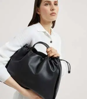 Brunello Cucinelli Leather Mellow Bucket Bag