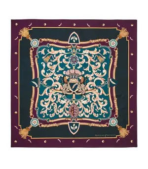 ASPINAL OF LONDON Silk Signature Shield Scarf - Purple