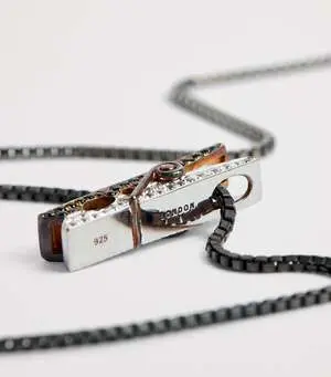 Tateossian Rhodium-plated Sterling Mayfair Peg Necklace
