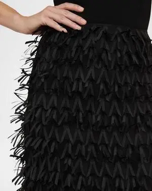 Lafayette 148 New York Ribbon Fringe Straight Midi Skirt - Black
