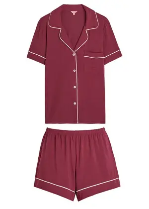 Eberjey Gisele Jersey Pyjama Set - Burgundy