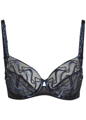 Wacoal Mayumi Embroidered Mesh Underwired Bra - Navy
