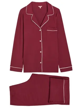 Eberjey Gisele Jersey Pyjama Set - Burgundy