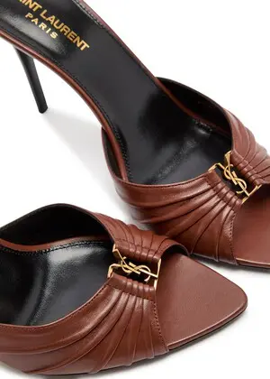 Saint Laurent Babylone 90 Pleated Leather Mules