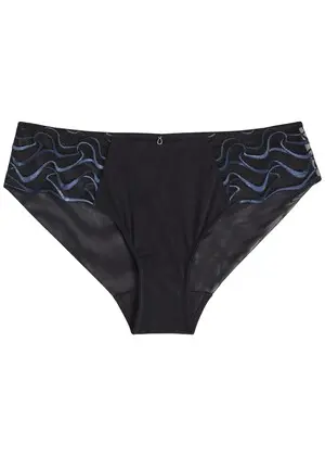 Wacoal Mayumi Embroidered Mesh Briefs - Navy