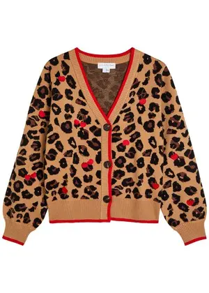 NEVER FULLY DRESSED Cherry Embroidered Knit Cardigan